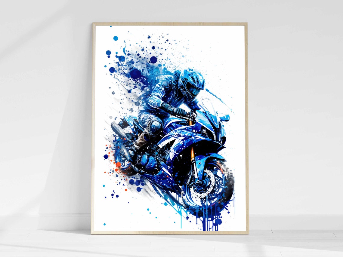 Motorbike Prints Set of 3 Motorcycle Wall Art Boys Bedroom Decor ...
