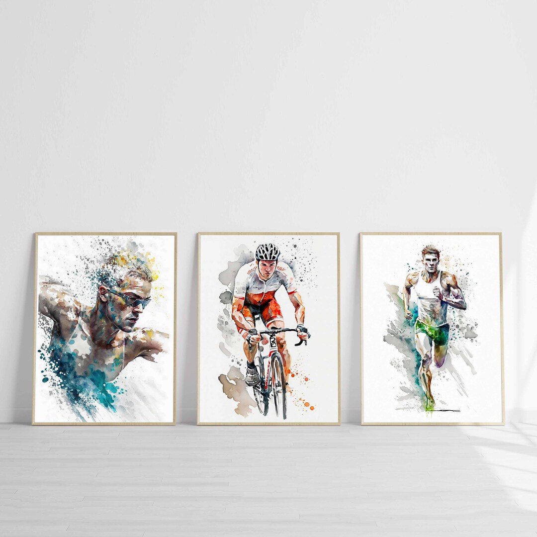 Female Triathlon Print Triathlon Wall Art Gift Female Runner Watercolor ...