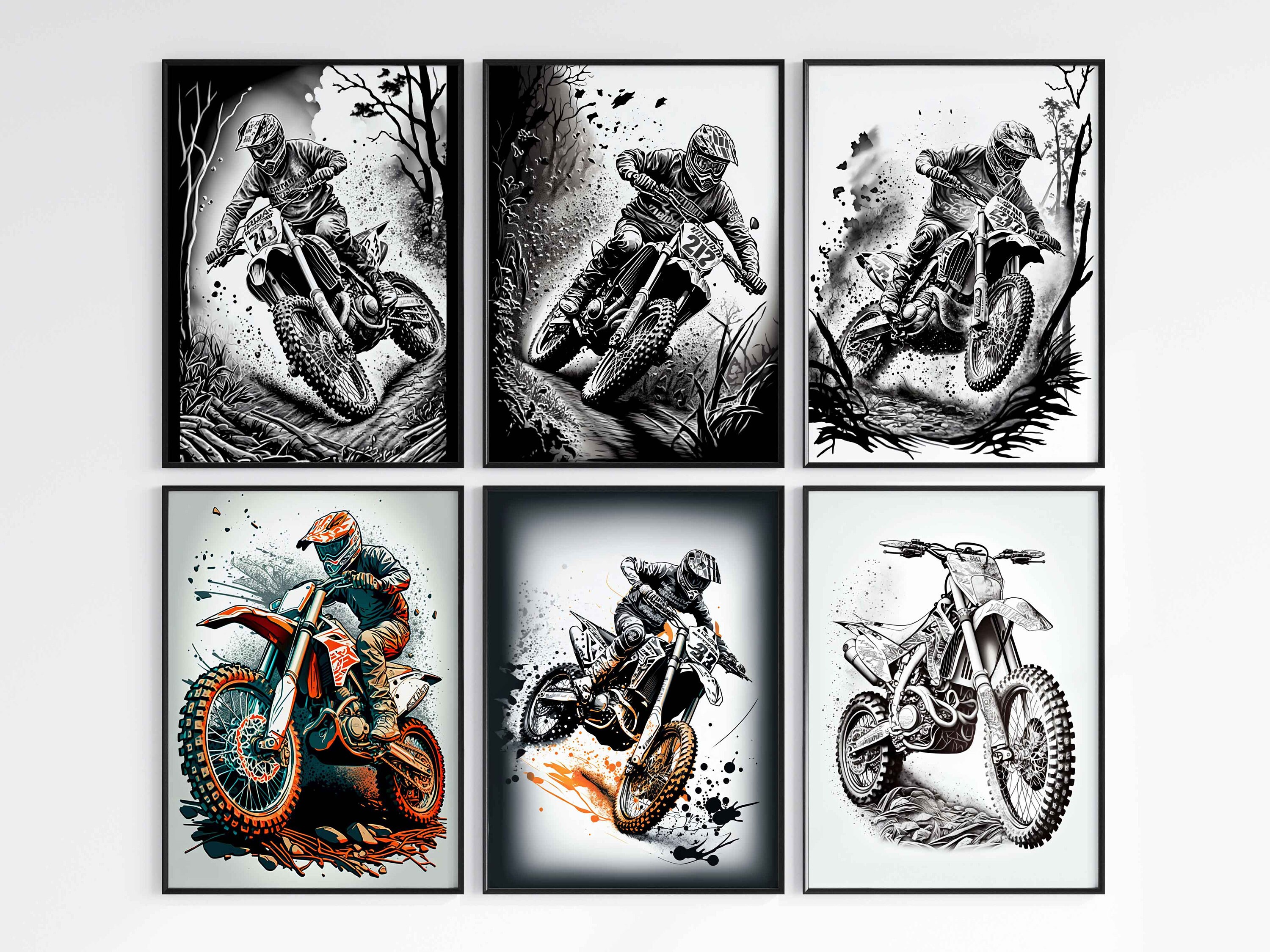 Motocross Poster Digital Download Set of 6 Prints Dirt Bike Wall Art ...