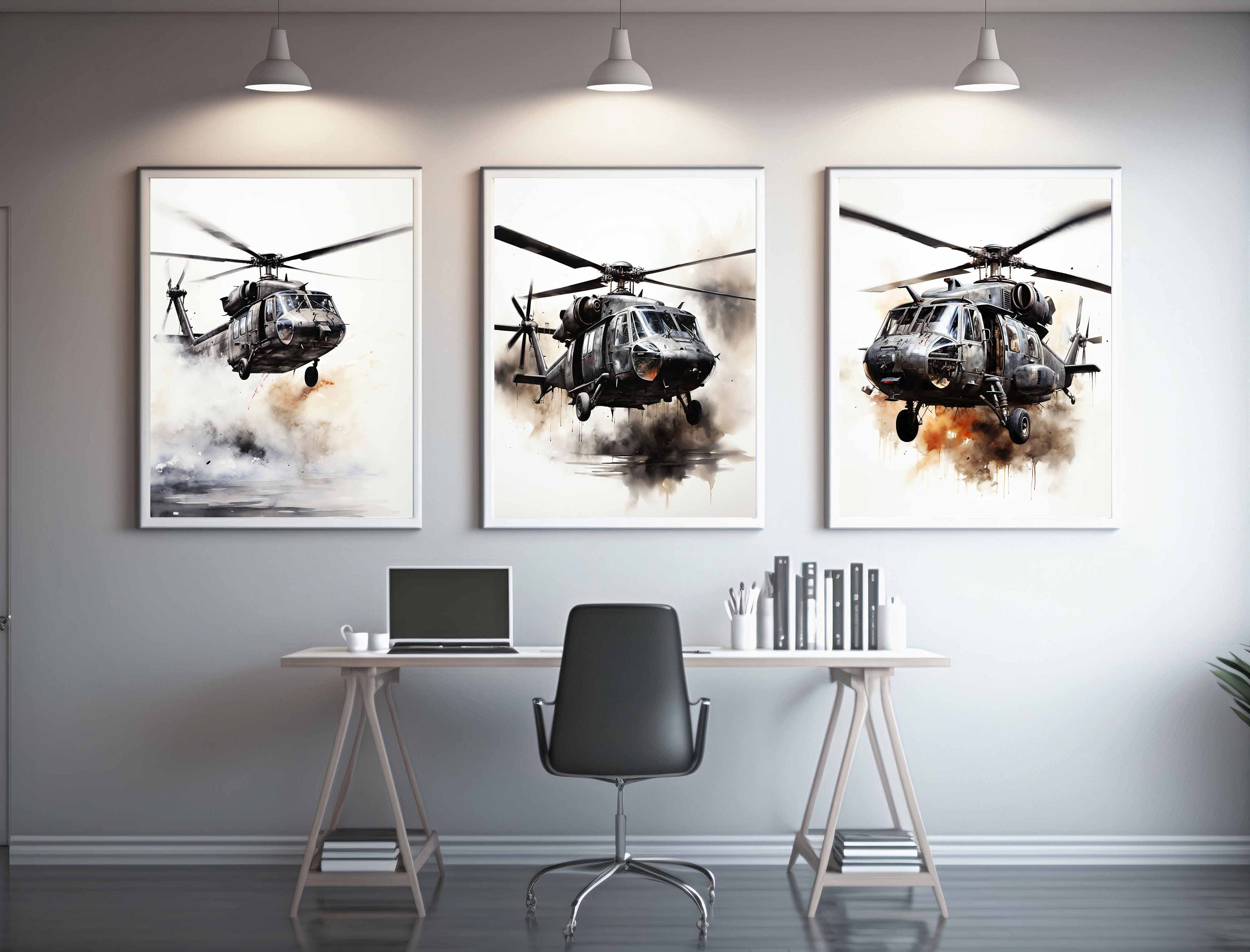 Army Helicopter Print Military Aircraft Watercolor Printable - Etsy