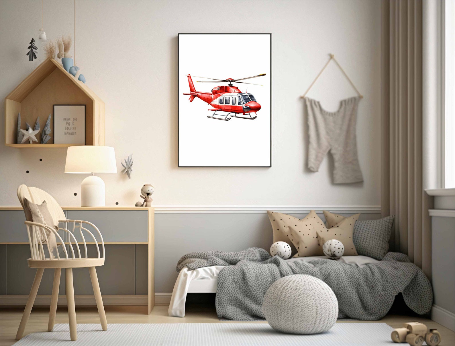 Helicopter Print Watercolor Nursery Printable Kids Wall Art Child Room ...