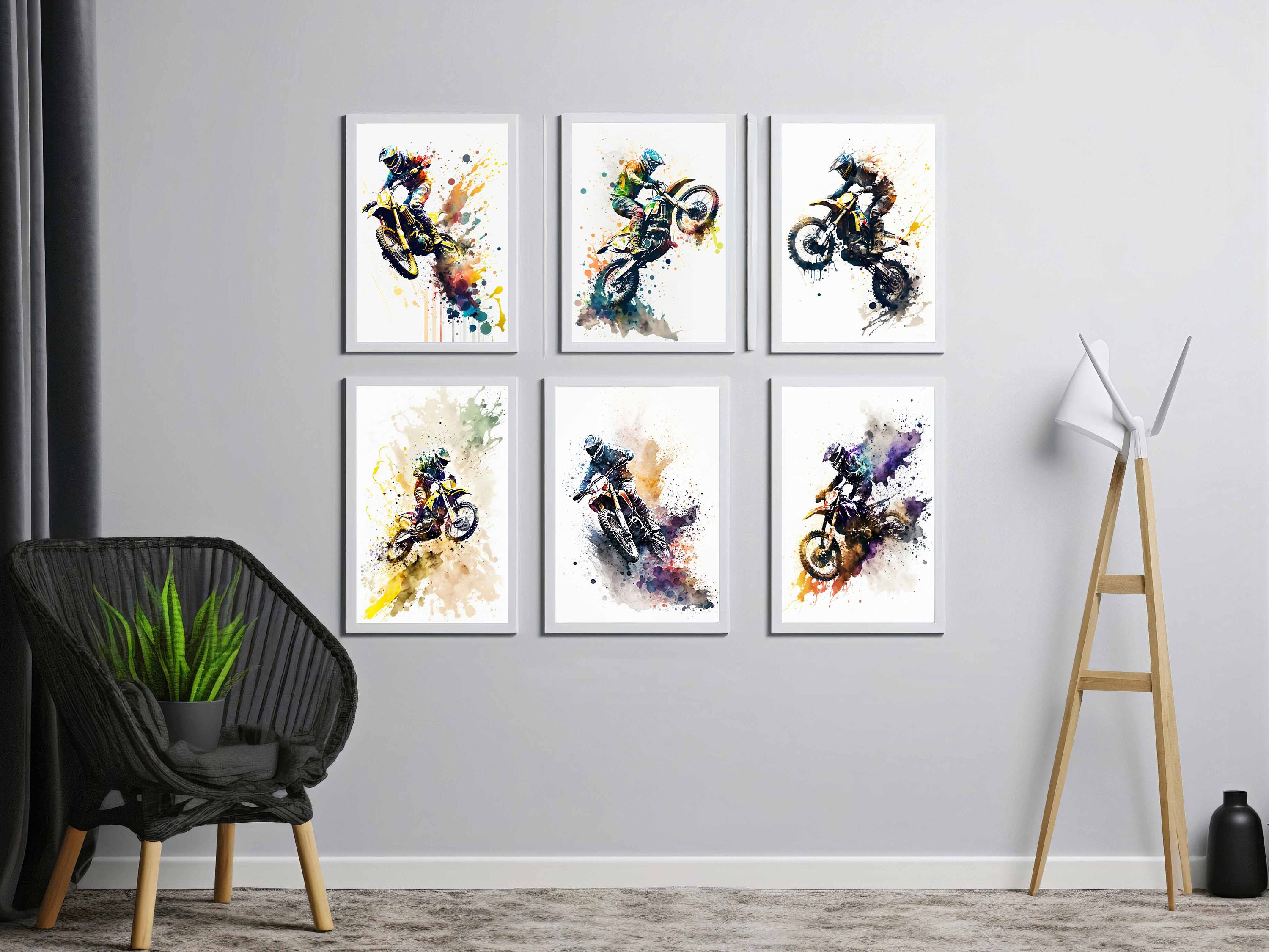 Motocross Wall Art Set of 6 Prints Watercolor Dirt Bike Poster - Etsy