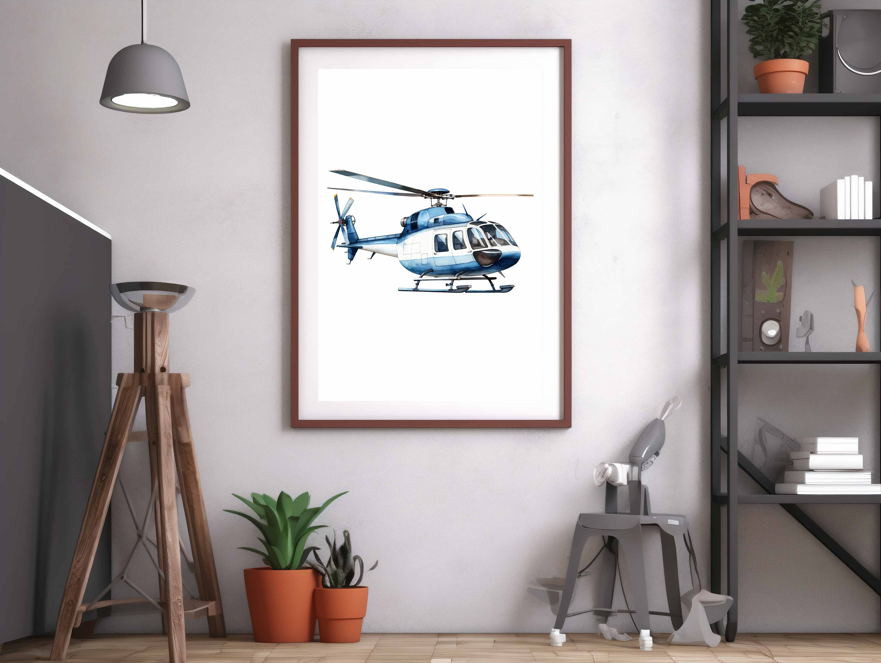 Helicopter Print Watercolor Nursery Printable Kids Wall Art Child Room ...