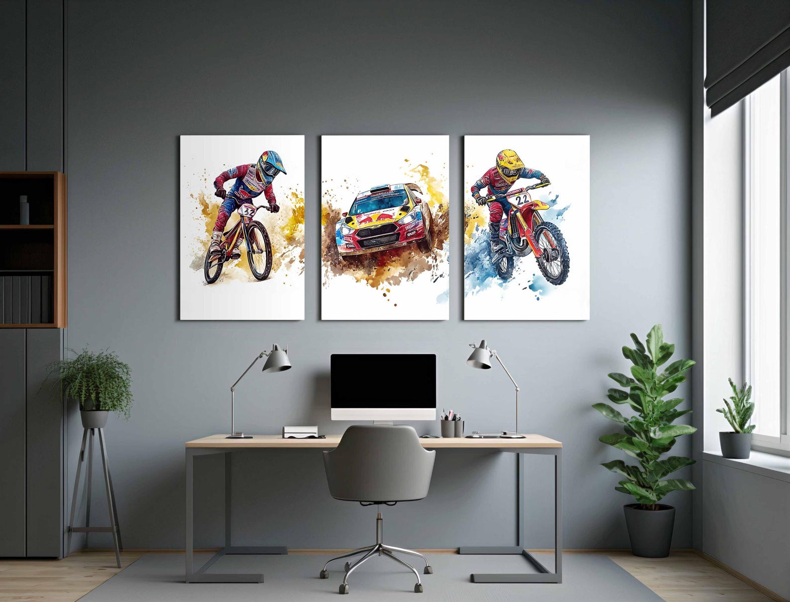 Motocross Rally Car BMX Print Watercolor Dirt Bike Printable Motorsport ...