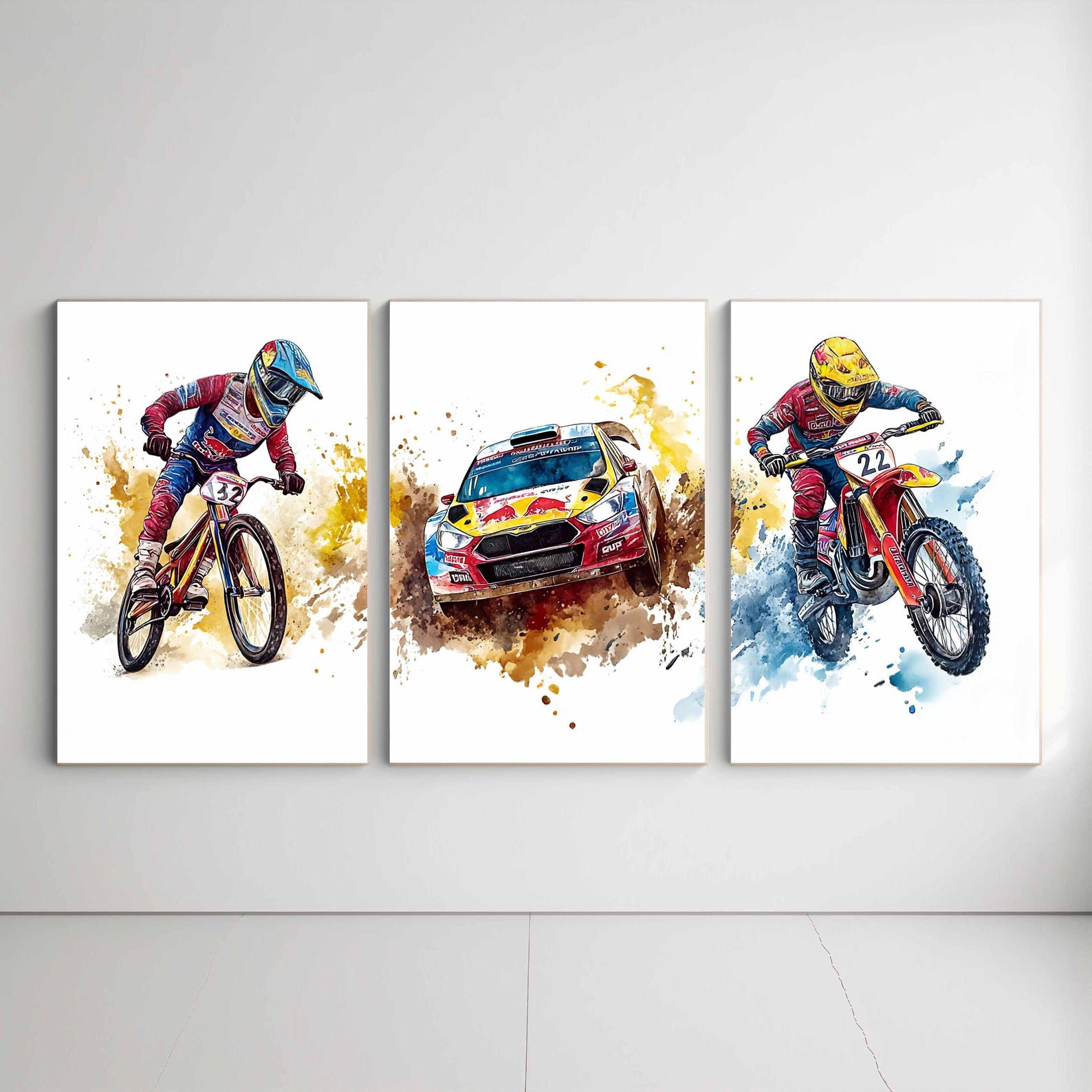 Motocross Rally Car BMX Print Watercolor Dirt Bike Printable Motorsport ...