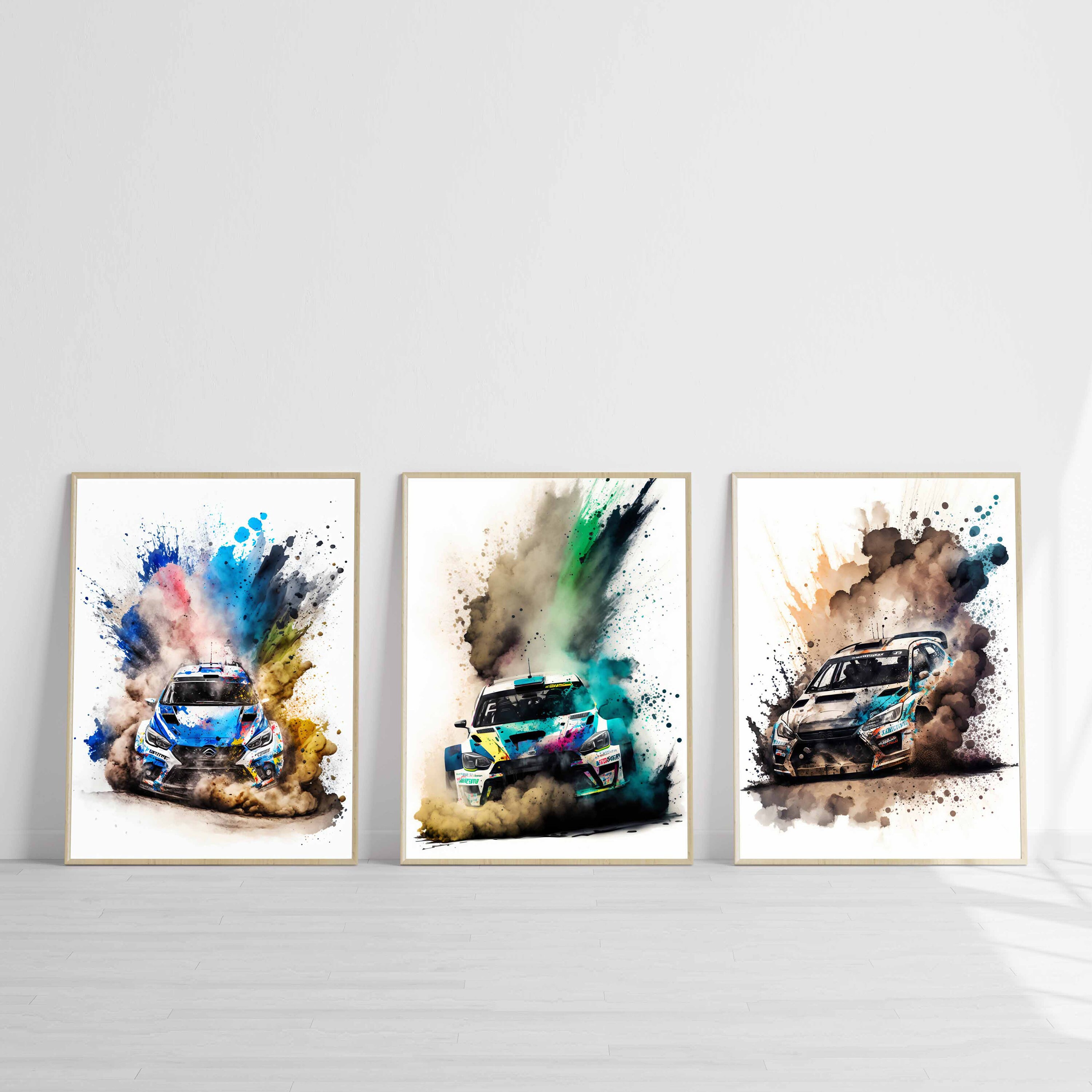Rally Car Wall Art Print Watercolor Printable Instant Download Set of 3 ...