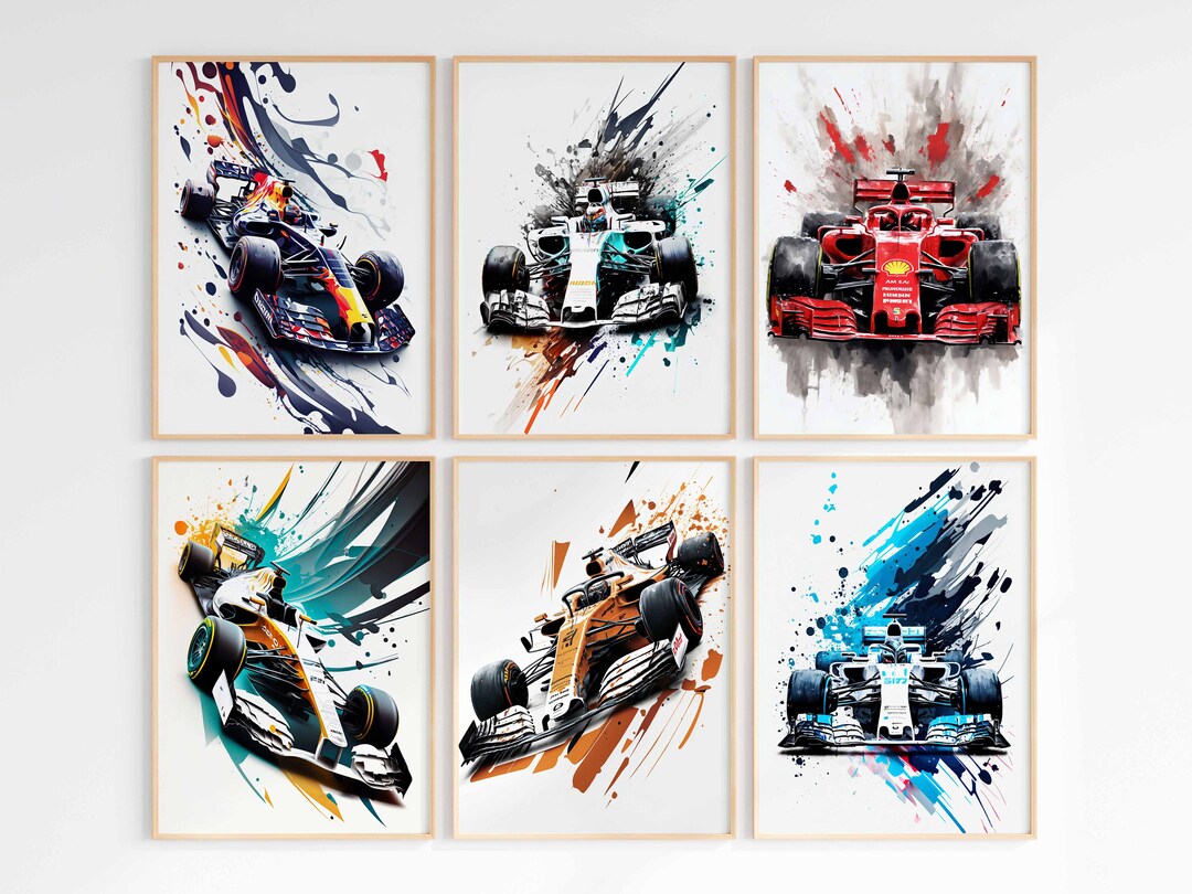 Formula 1 Car Prints Wall Art Bundle Set of 6 Prints Race Car Wallpaper ...