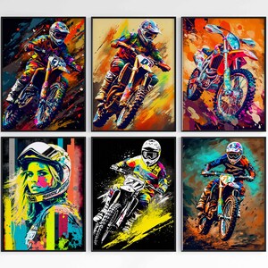 Motocross Pop Art Prints Set of 6 Poster Digital Download Dirt Bike ...