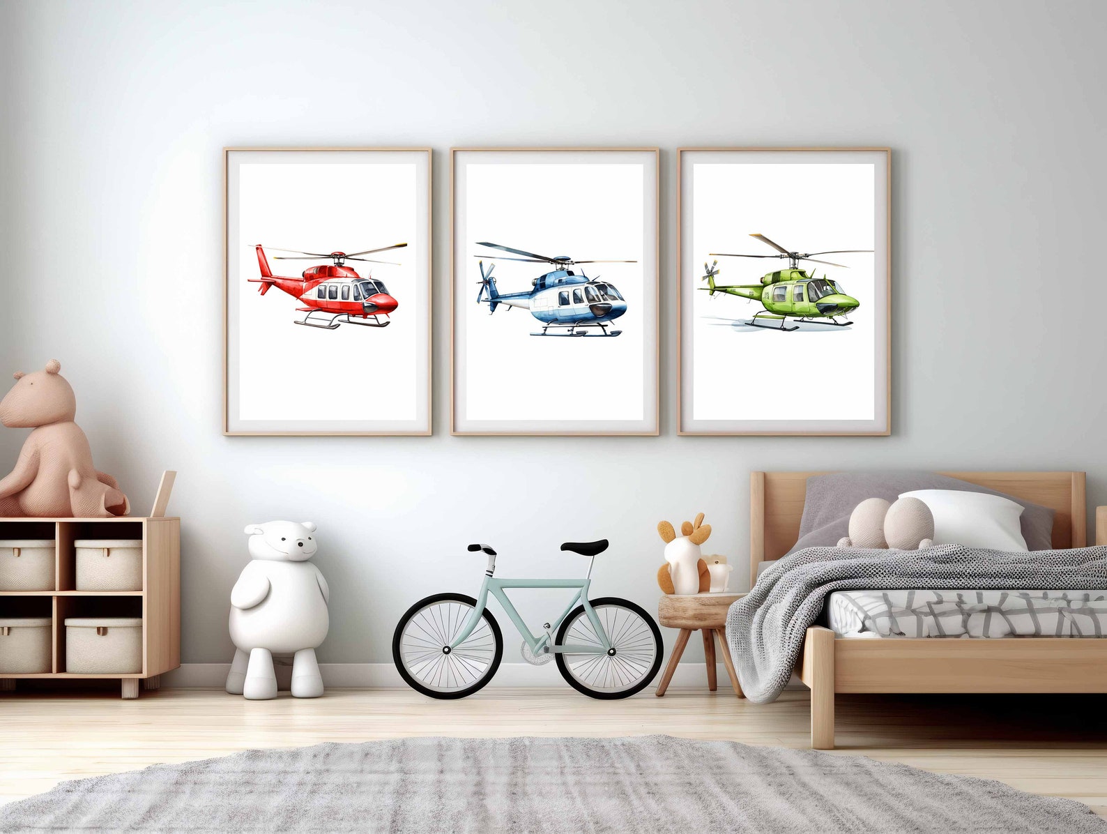 Helicopter Print Watercolor Nursery Printable Kids Wall Art Child Room ...