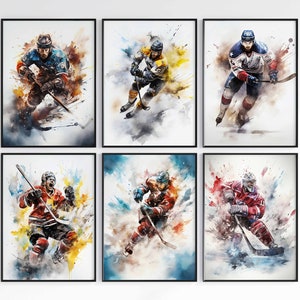 Ice Hockey Print Watercolor Printable Wall Art Sports Art Prints Big ...