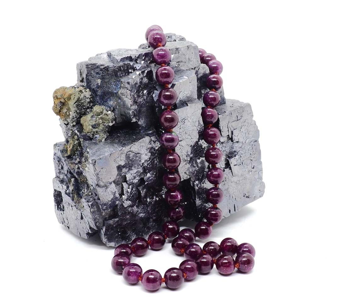 Ruby Pearl Necklace, Natural Ruby, Genuine Natural Ruby Gemstone Beads ...