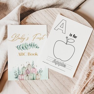 ABC Book Baby Shower Game, Alphabet Coloring Book, Greenery Baby Shower ...