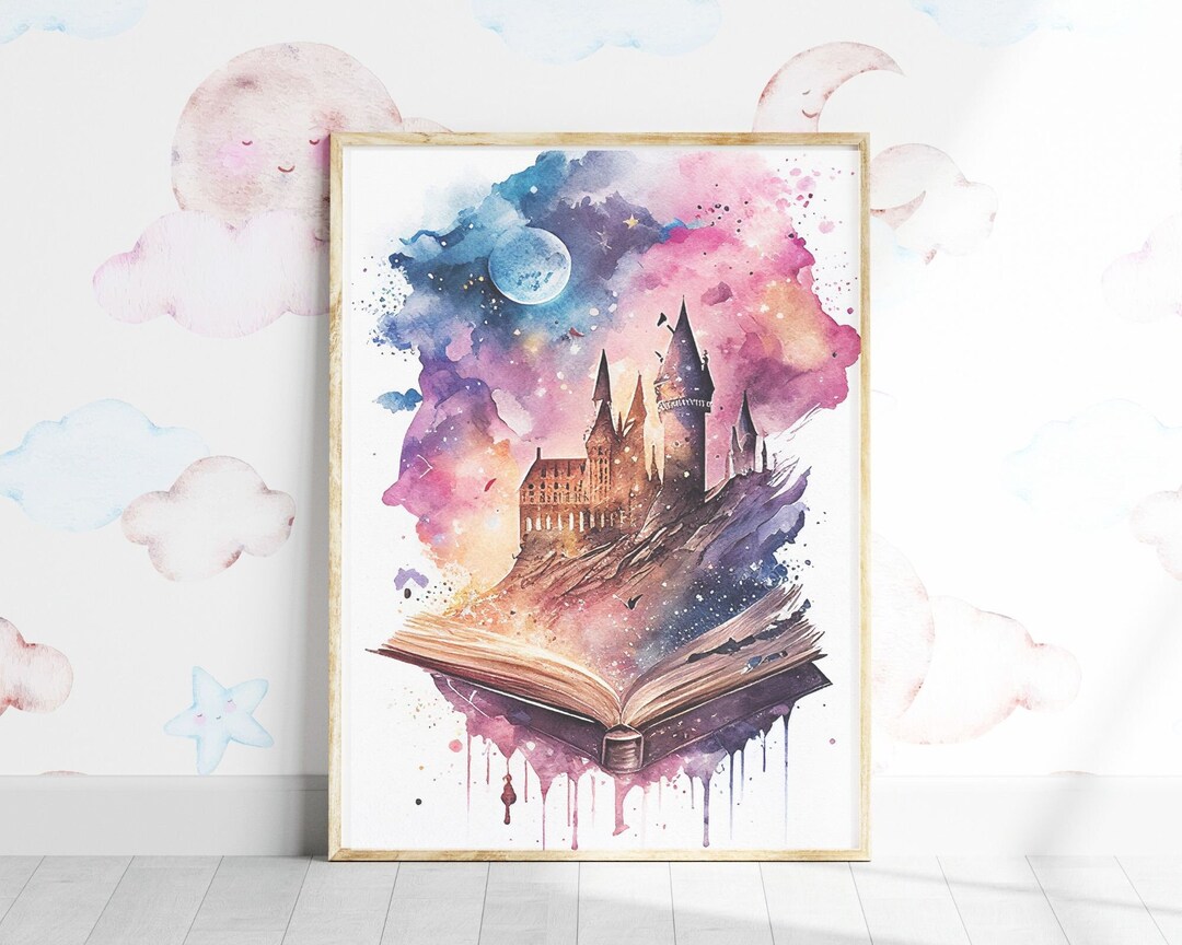 Watercolor Wizard Castle Print, Wizard Wall Decor, Wizard Poster ...