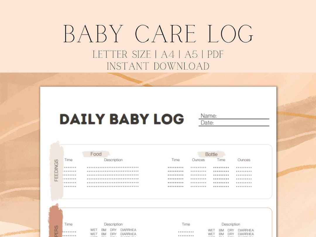 Baby Daily Log, Printable, Baby Care Log, Nanny Log, Baby Tracker ...