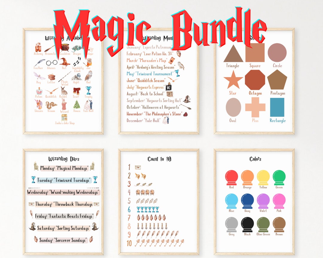 Set of 6 Educational Posters, Wizard Classroom Decor, Homeschool Prints ...