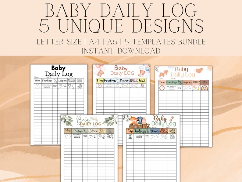 Digital Baby Daily Log Printable Baby Care Log Nanny Log - Etsy