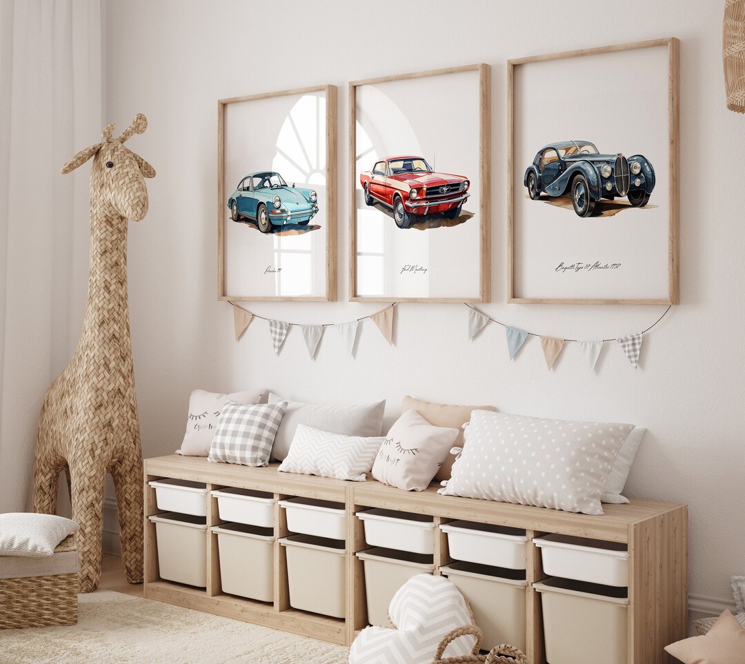 Classic Cars Art Prints Printable Set of 6 Car Poster Boy Nursery Decor ...