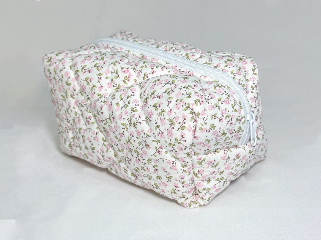 Small Flower Makeup Bag Pink Floral Makeup Bag Quilted Cotton - Etsy UK