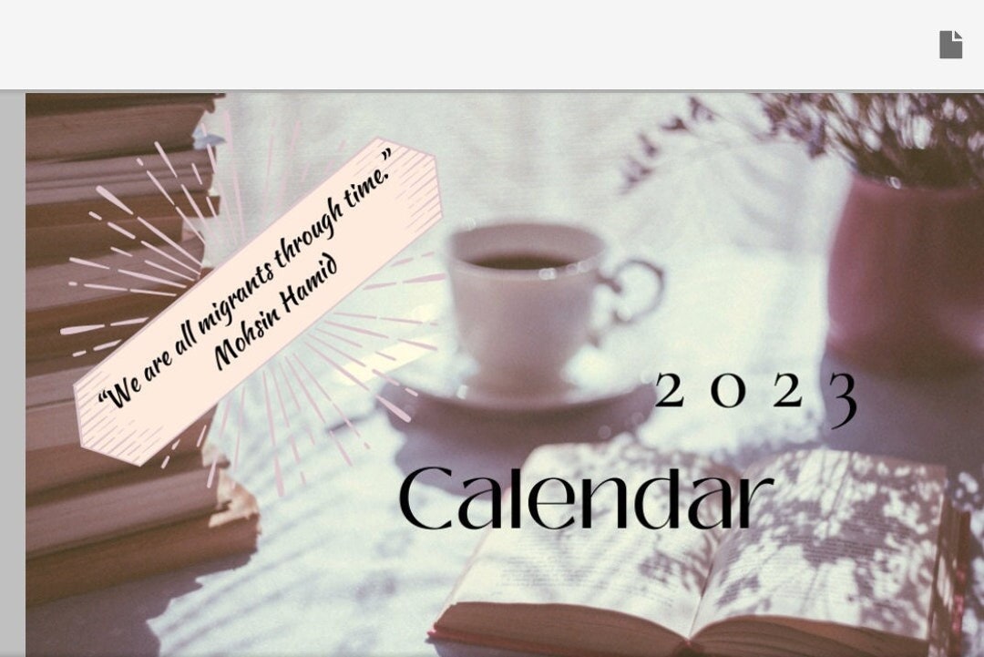 2023 Printable Calendar With Book Quote / Monthly Calendar/ Horizontal ...
