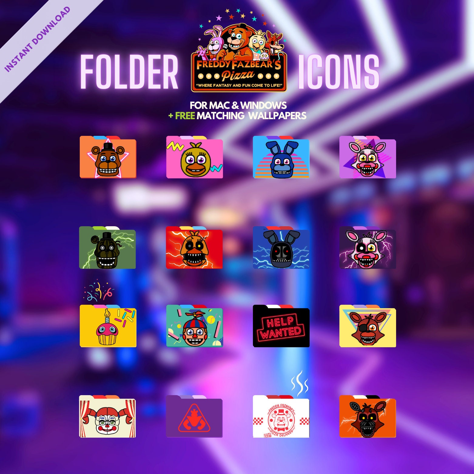 Five Nights at Freddy's FNAS Desktop Folder Icons Mac & - Etsy