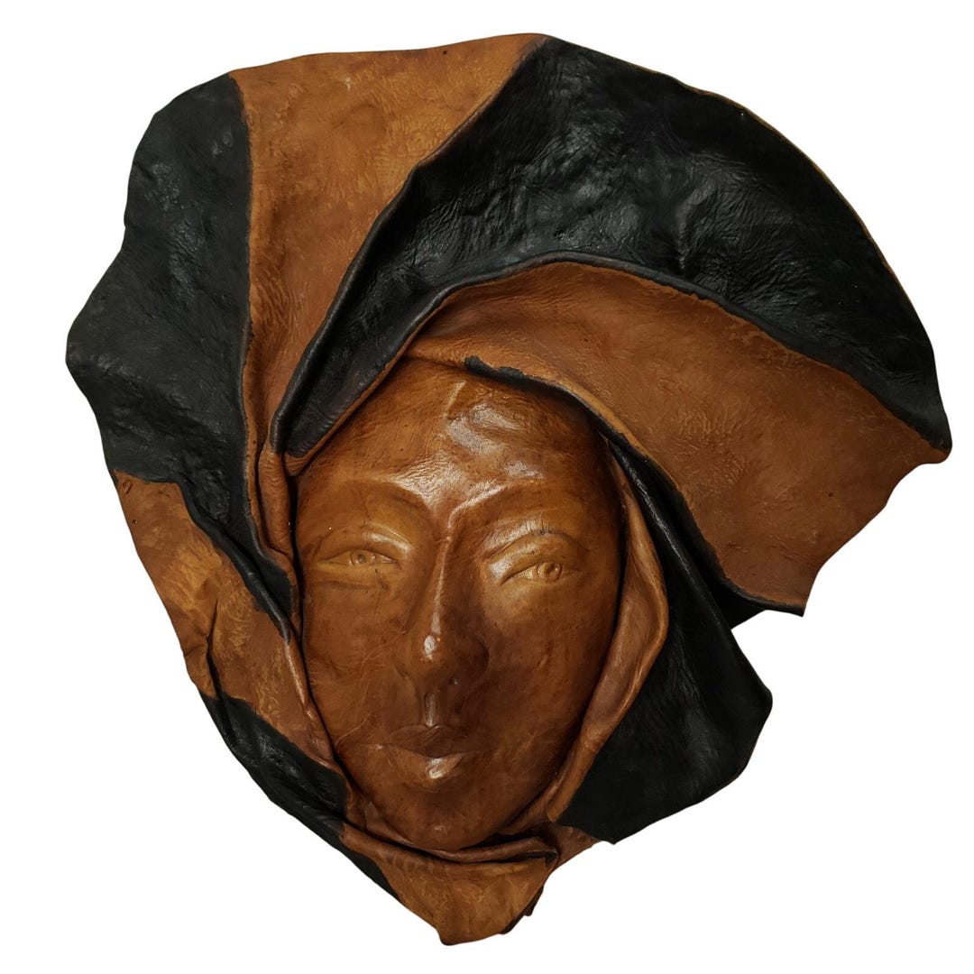 Vintage Haitian Decorative Leather Wall Mask Sculpture Cultural Art ...