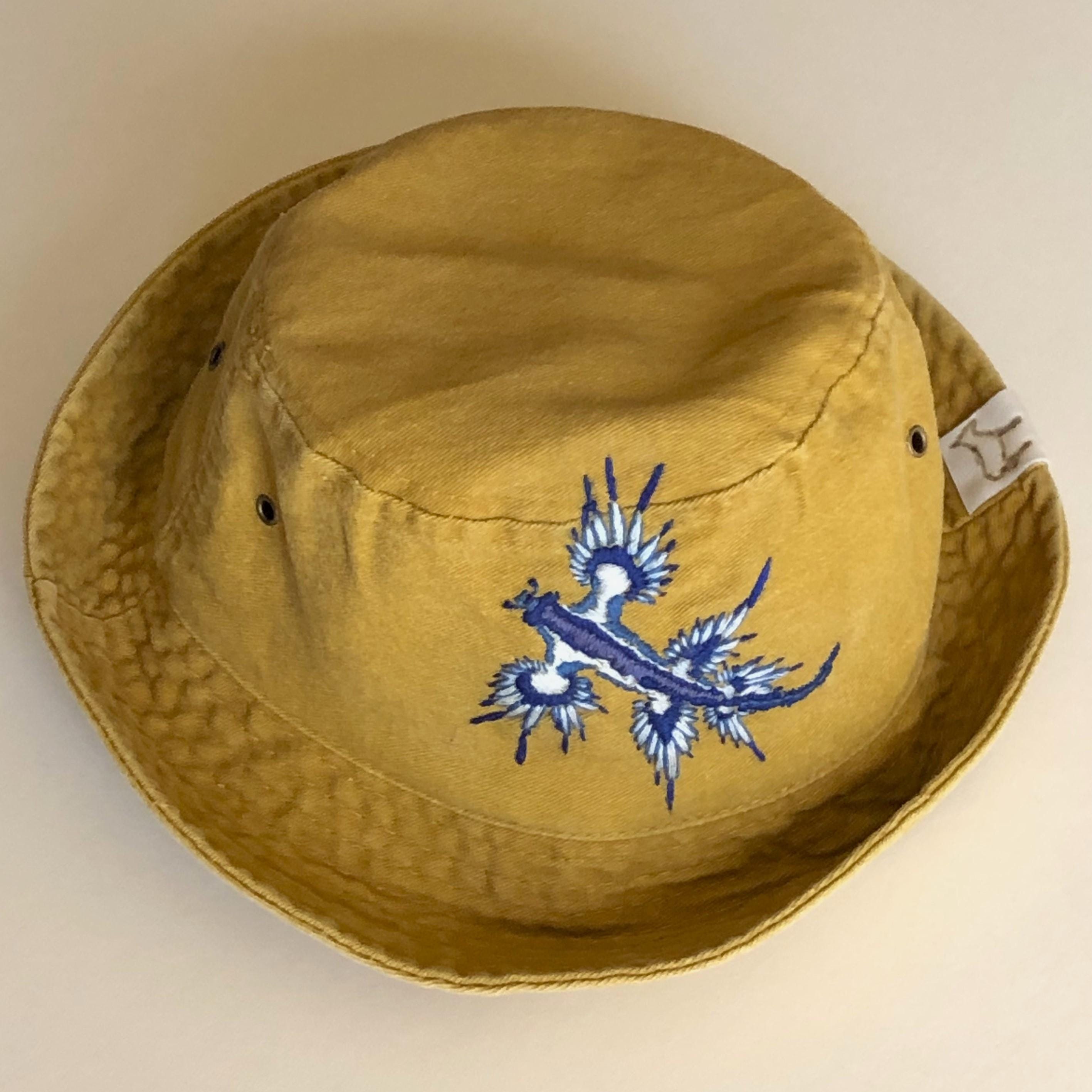 Ladies Blue Dragon Sea Slug Bucket Hat/beach/fishing, Mustard Colored ...