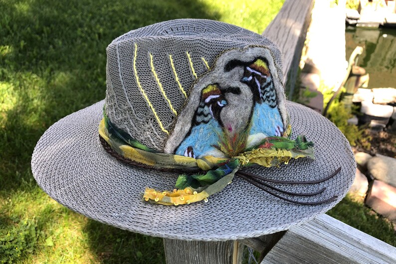 Ladies Fedora Hat, Quail Hat, Felt Art, Grey Hat, Fashion Hat, up ...