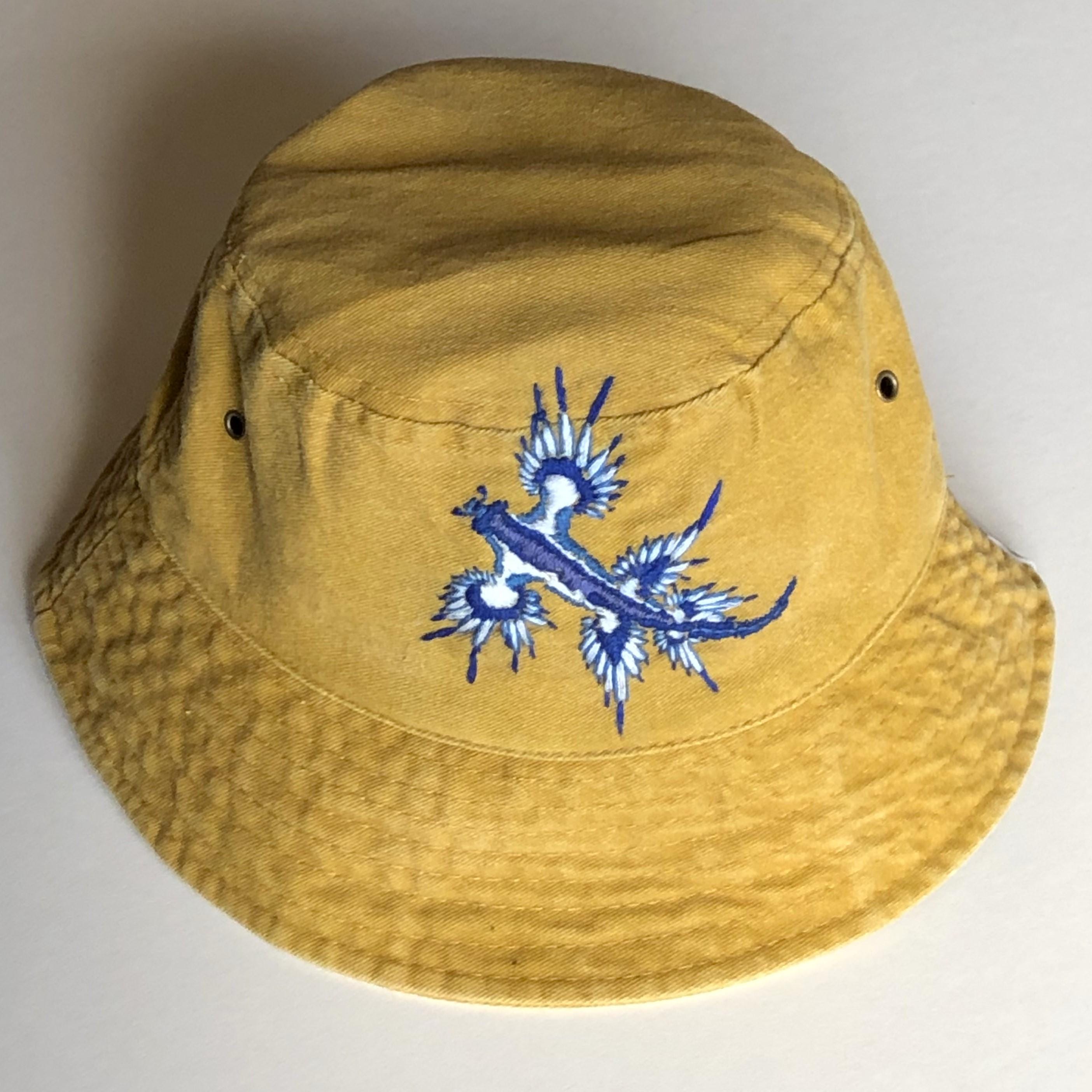 Ladies Blue Dragon Sea Slug Bucket Hat/beach/fishing, Mustard Colored ...