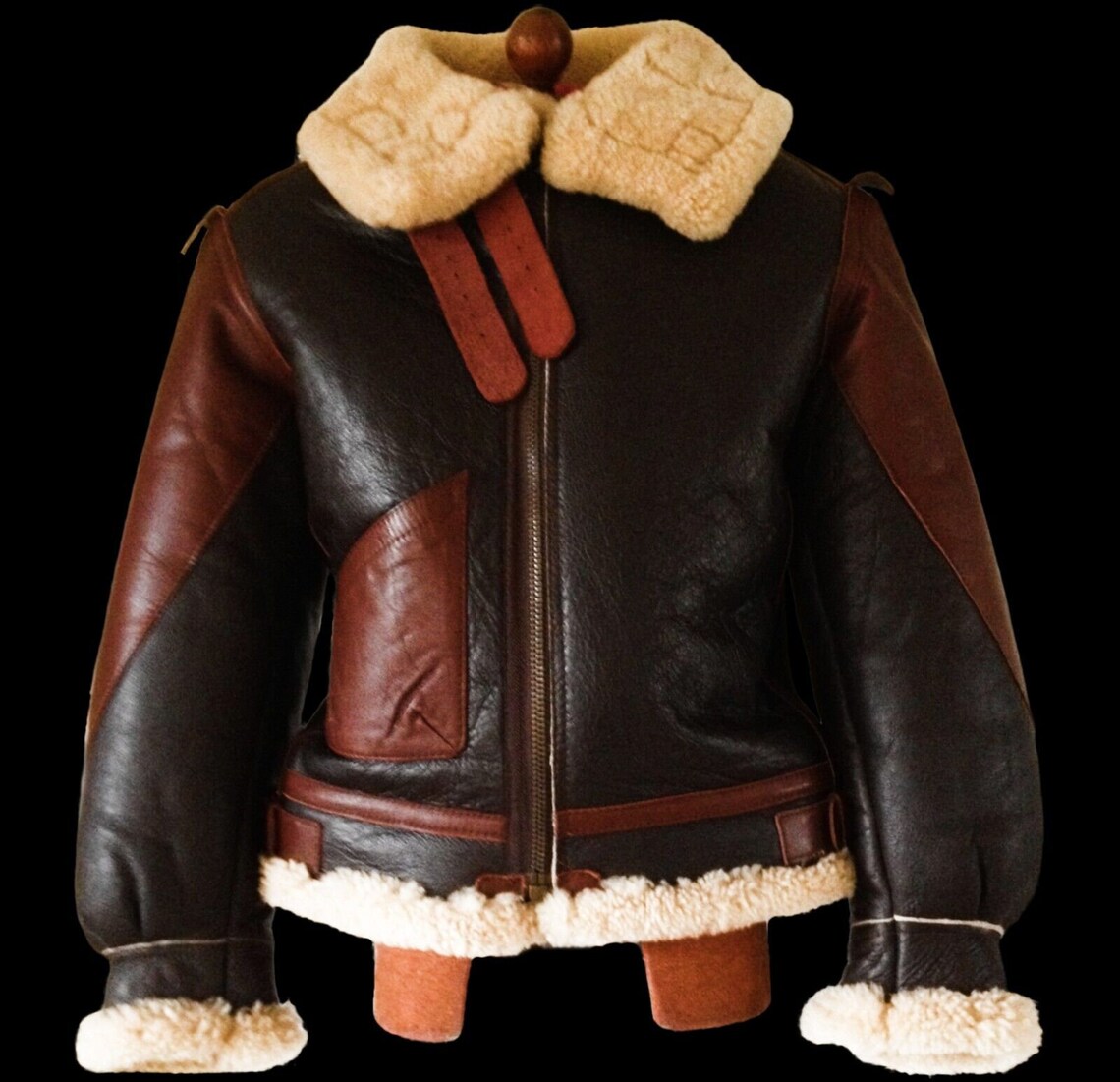 Men's Custom Made Shearling Aviator Style Leather Jacket, Real Cowhide ...