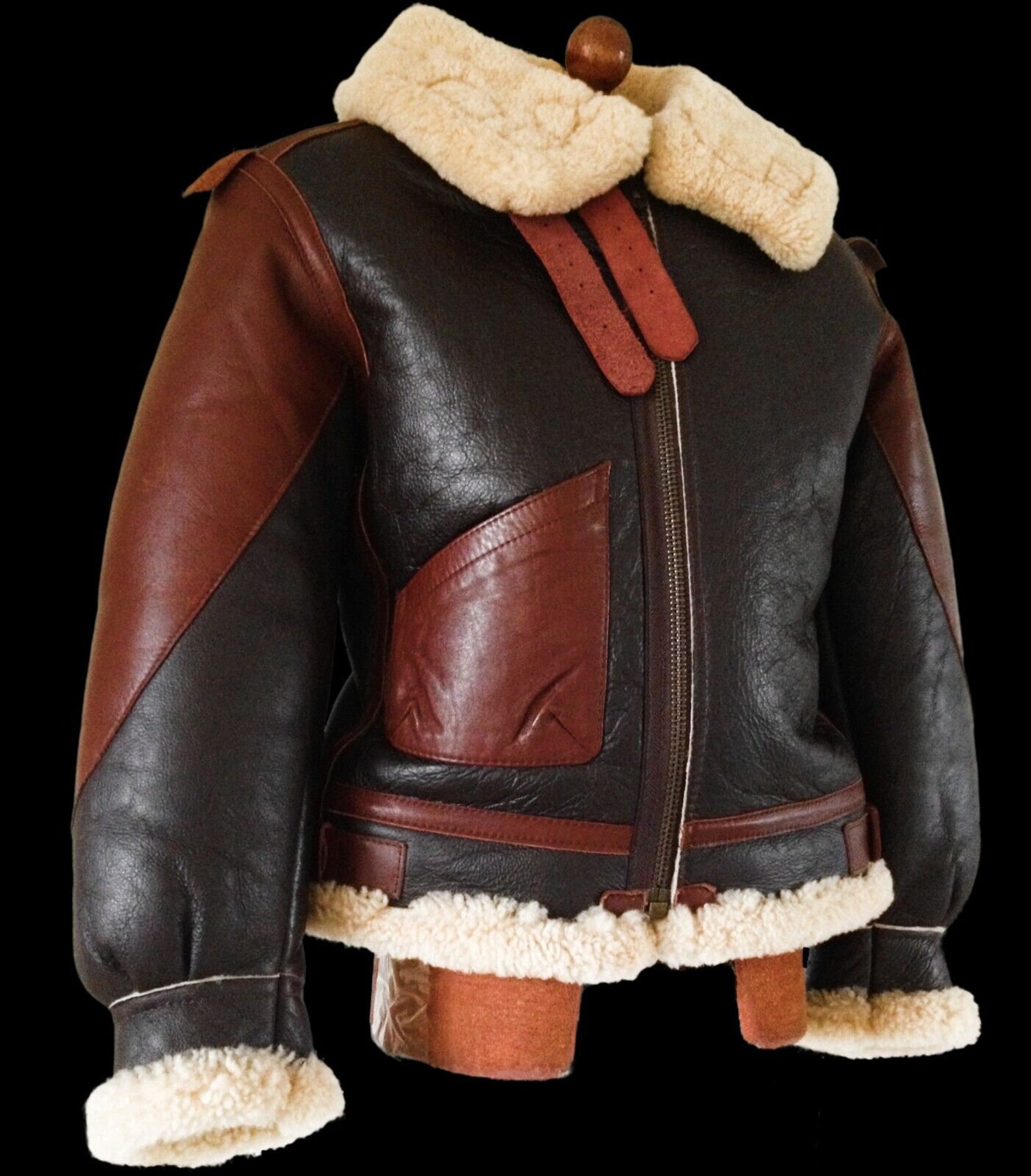 Men's Custom Made Shearling Aviator Style Leather Jacket, Real Cowhide ...