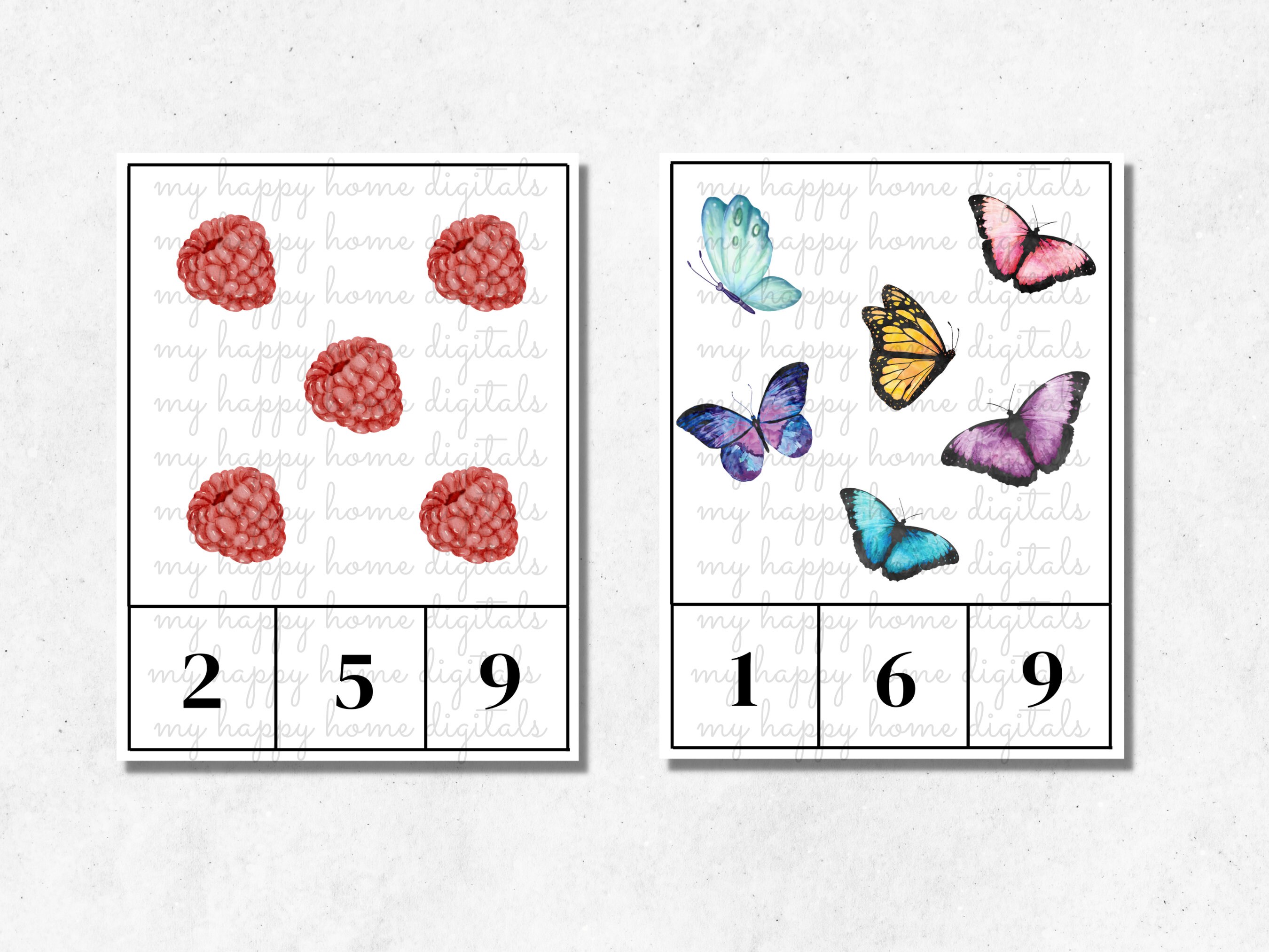 Nature Themed Montessori Counting Cards, Preschool Counting Activity ...