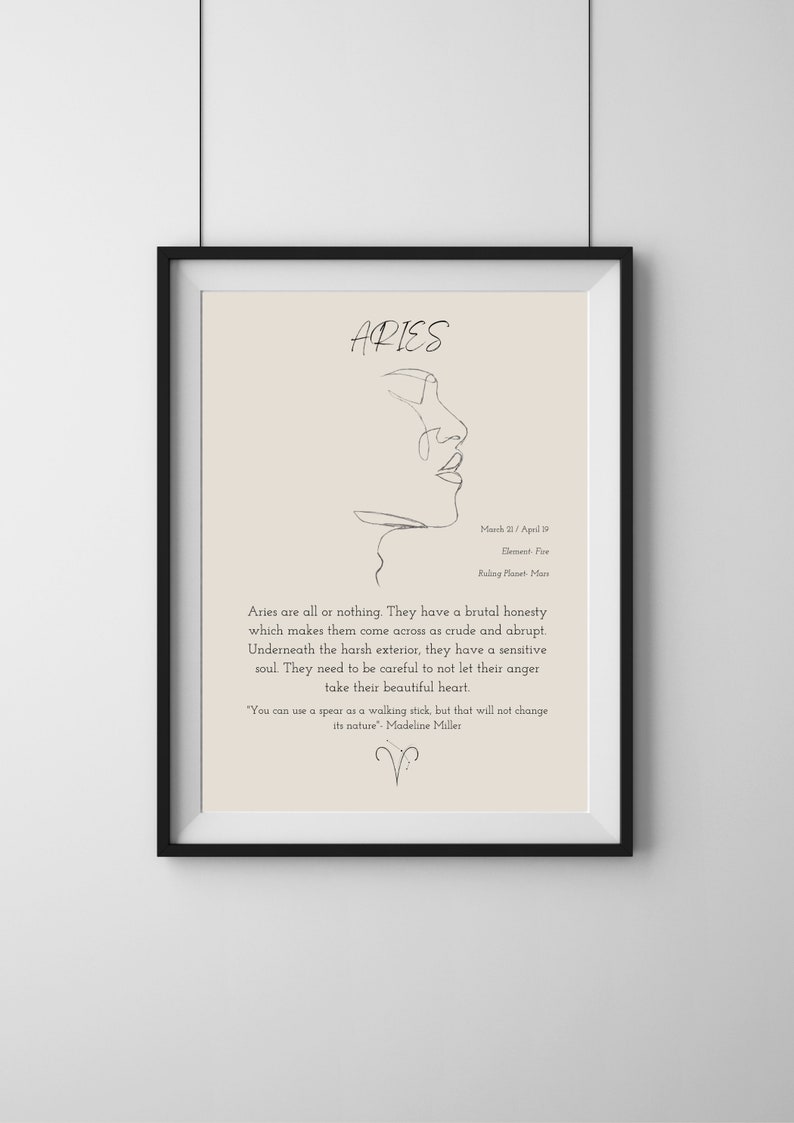 Aries Star Sign Decor, Printable Poster Astrology, Wall A4 Decor ...