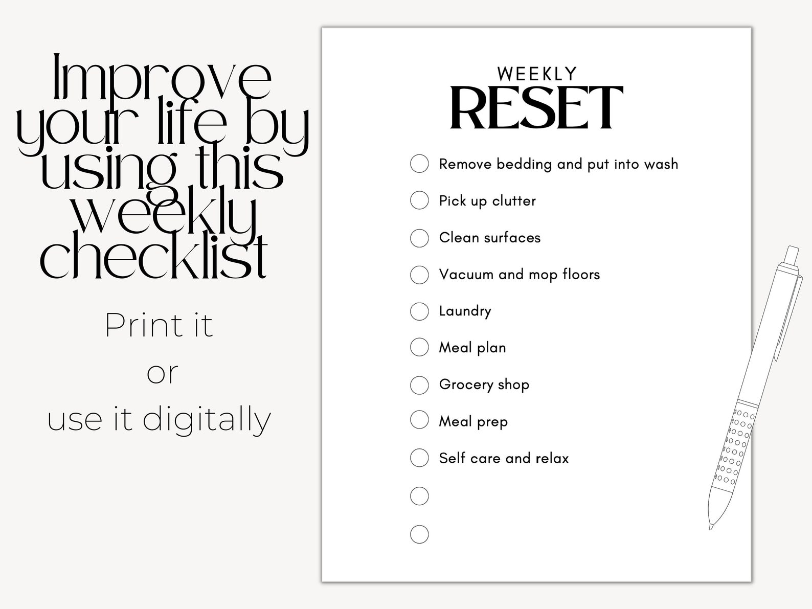 Sunday Reset Checklist, Weekly Reset Checklist, Sunday Reset Printable ...
