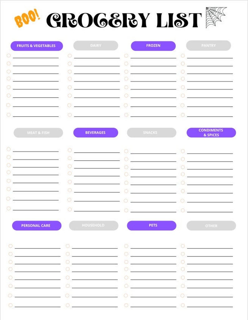 INSTANT DOWNLOAD Printable Grocery List Organization Tools - Etsy