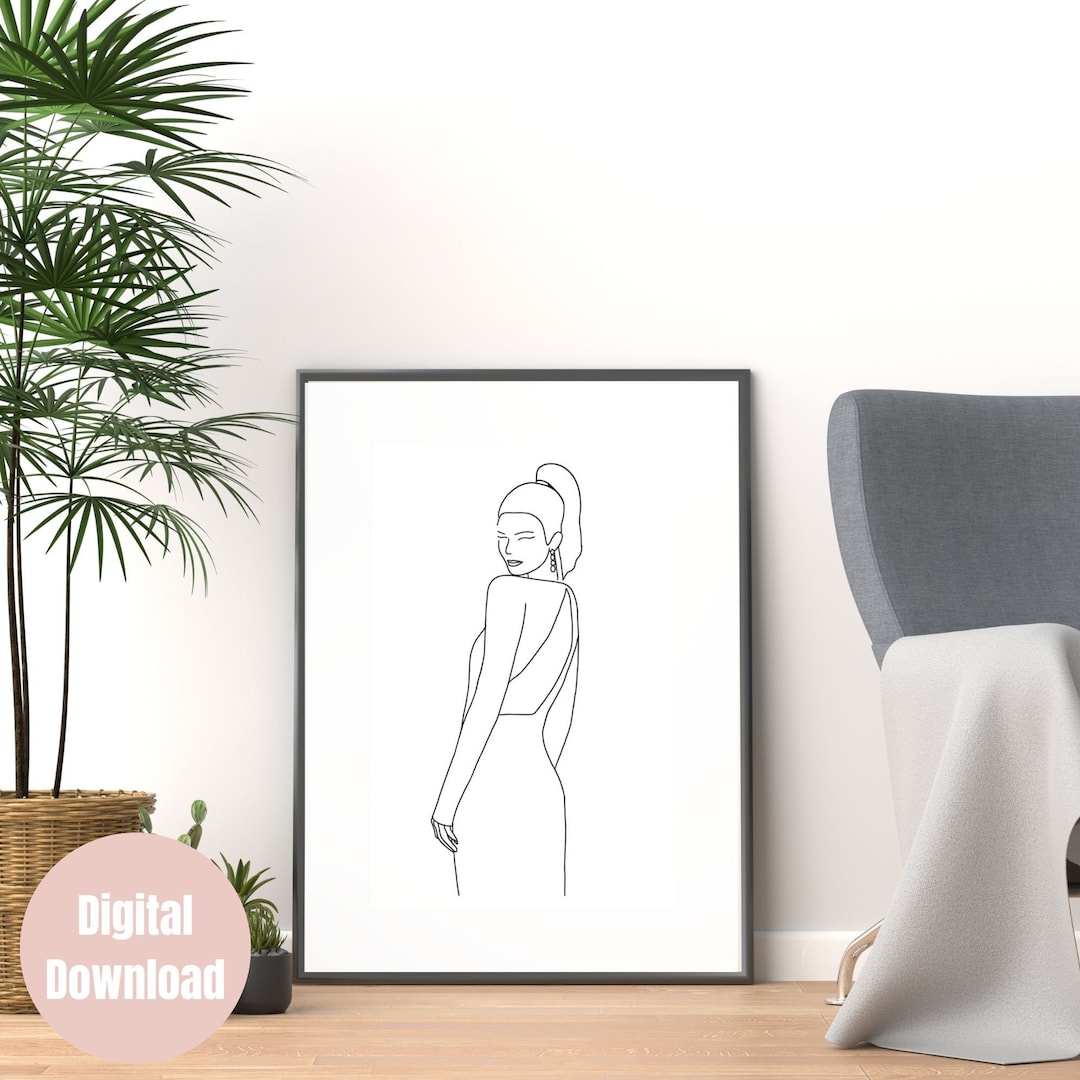 Minimalist Female Body Outline Line Drawing Women Line Art - Etsy
