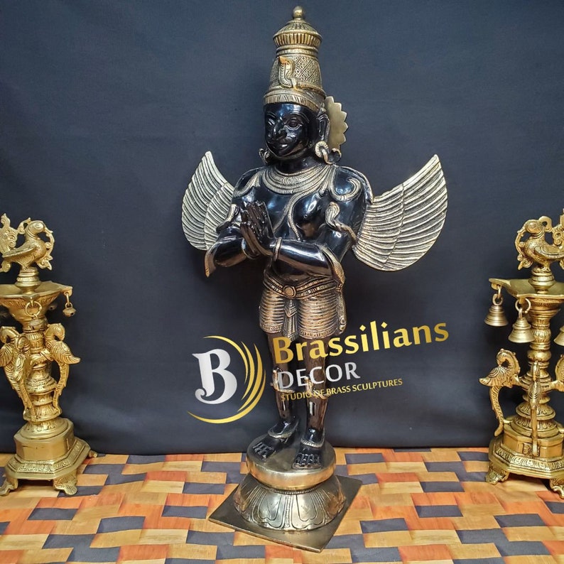 Brass Shri Garun Dev Idol Vehicle of Lord Vishnu Golden and Copper ...