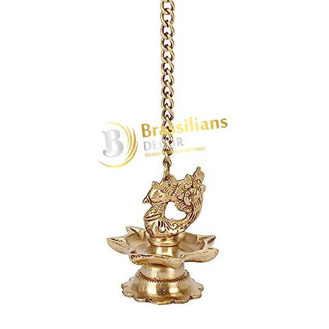 Brass Peacock Carved Hanging Diya Set, Brass Indian Diya Lamp, Brass ...
