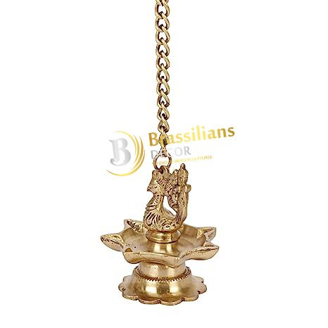 Brass Peacock Carved Hanging Diya Set, Brass Indian Diya Lamp, Brass ...