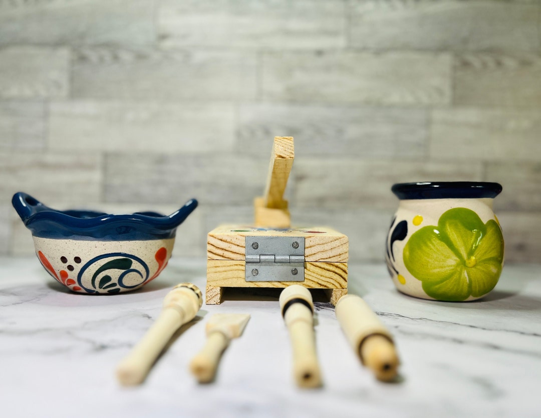 Mini Mexican Kitchen Set Wooden Tortilla Press Kids Size Set 7 Piece ...