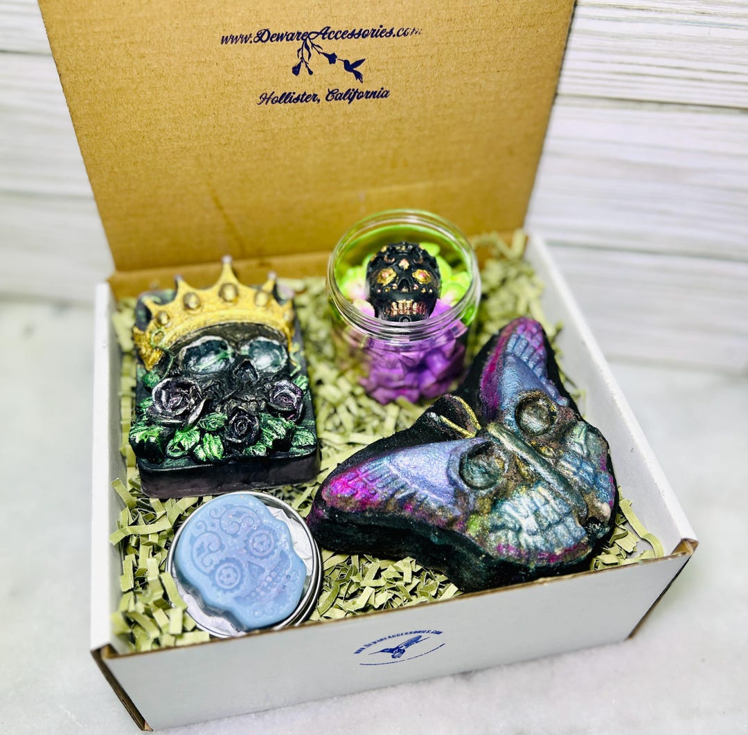 Butterfly Sugar Skull Bath Gift Set | Dia De Los Muertos Gift Box ...