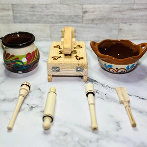 Mini Mexican Kitchen Set Wooden Tortilla Maker Set Kids Size Set 7 ...