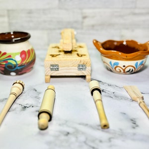 Mini Mexican Kitchen Set Wooden Tortilla Maker Set Kids Size Set 7 ...