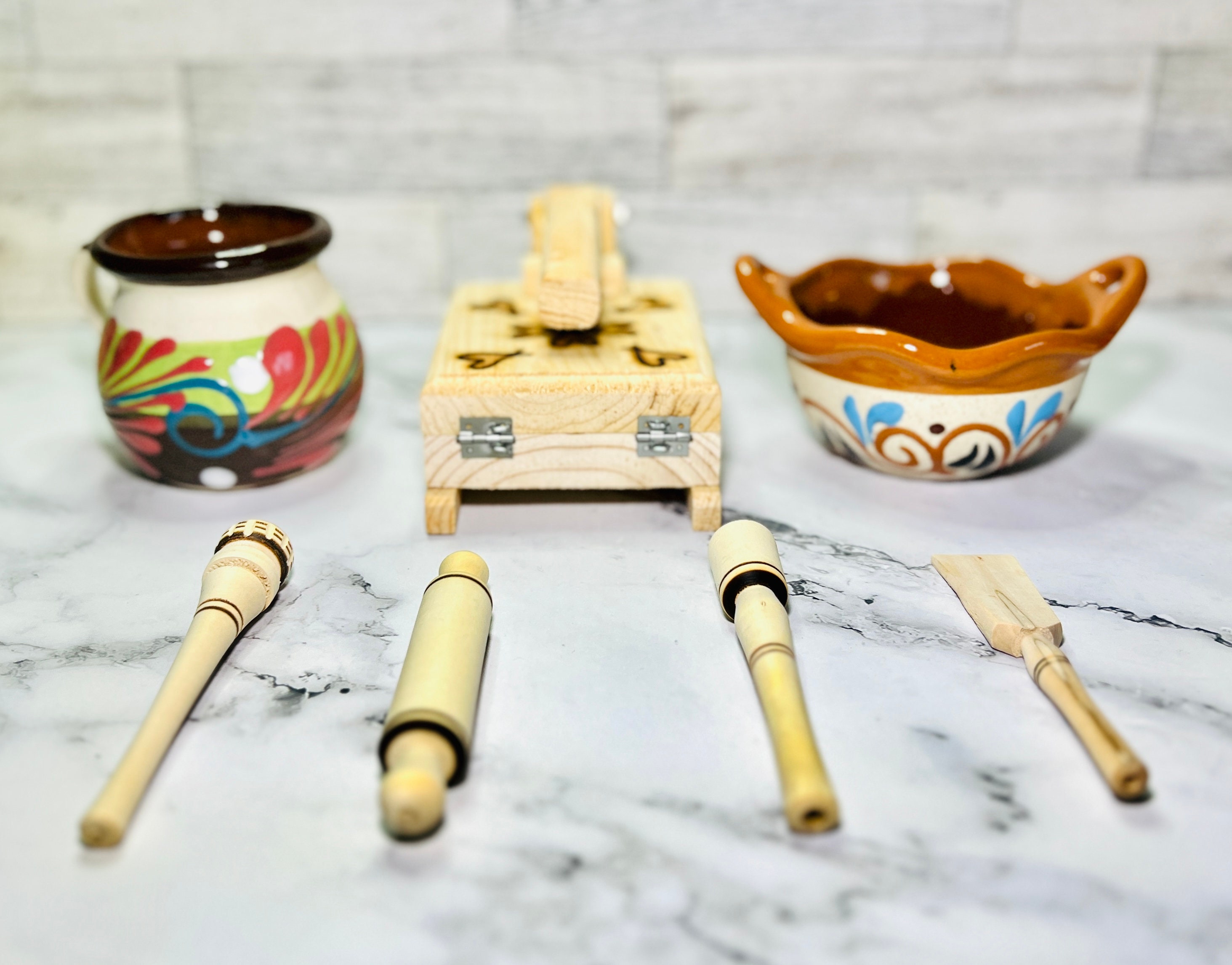 Mini Mexican Kitchen Set Wooden Tortilla Maker Set Kids Size Set 7 ...