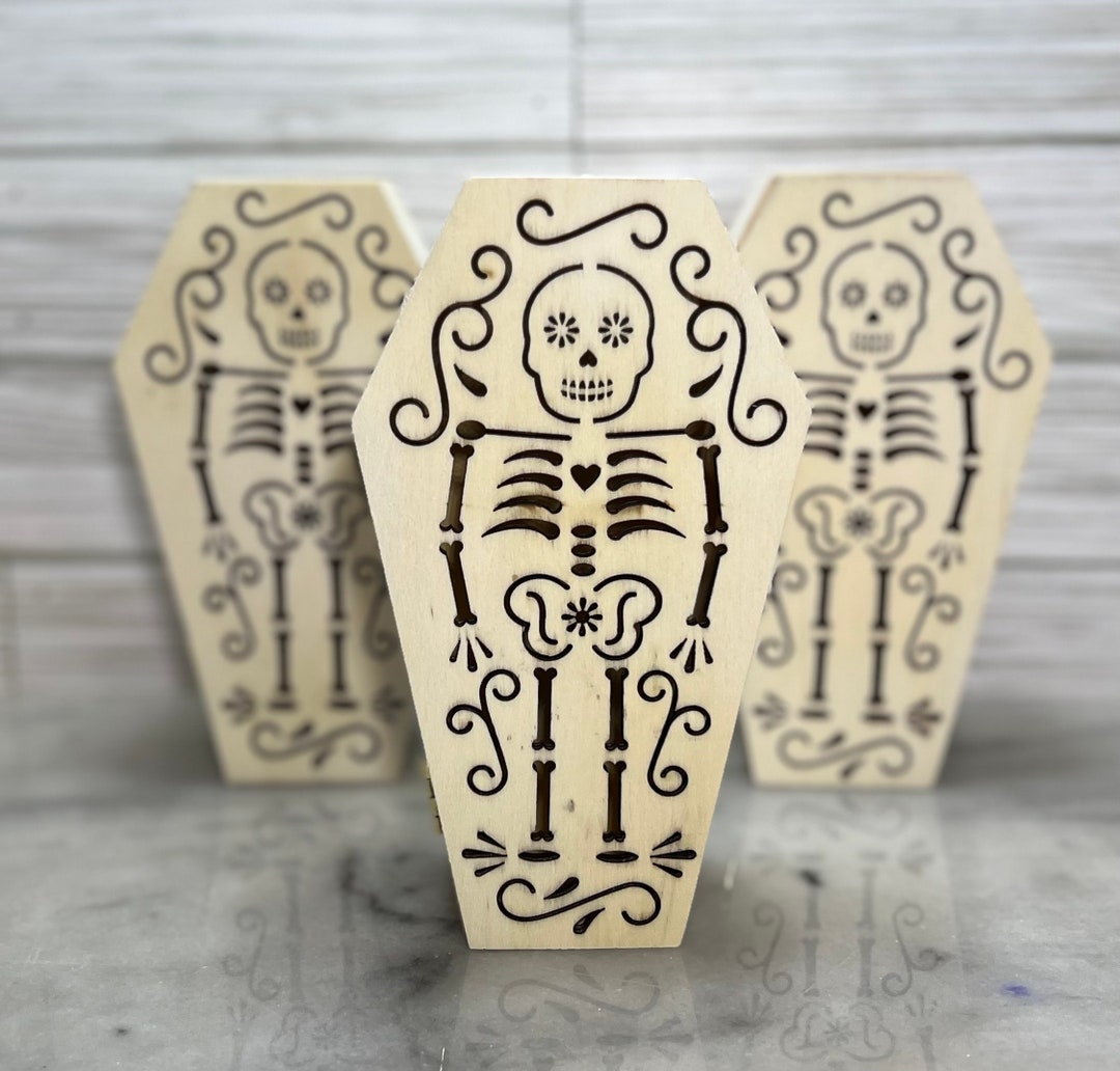 Sugar Skull Wooden Unfinished Box | Dia De Los Muertos Gift Box ...