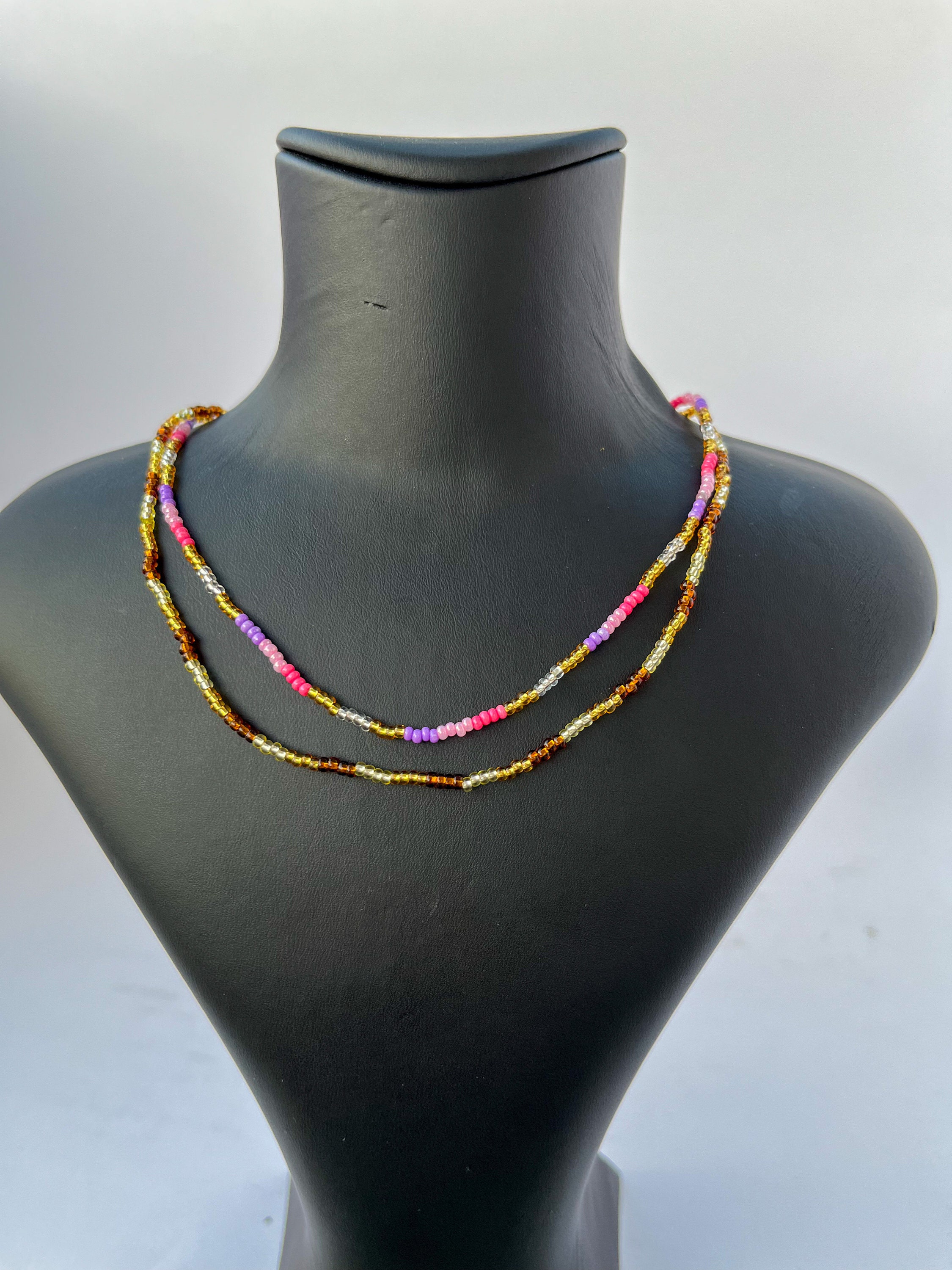 Tiny Bead Necklace for Woman Seed Bead Necklace Handmade Beaded Small ...