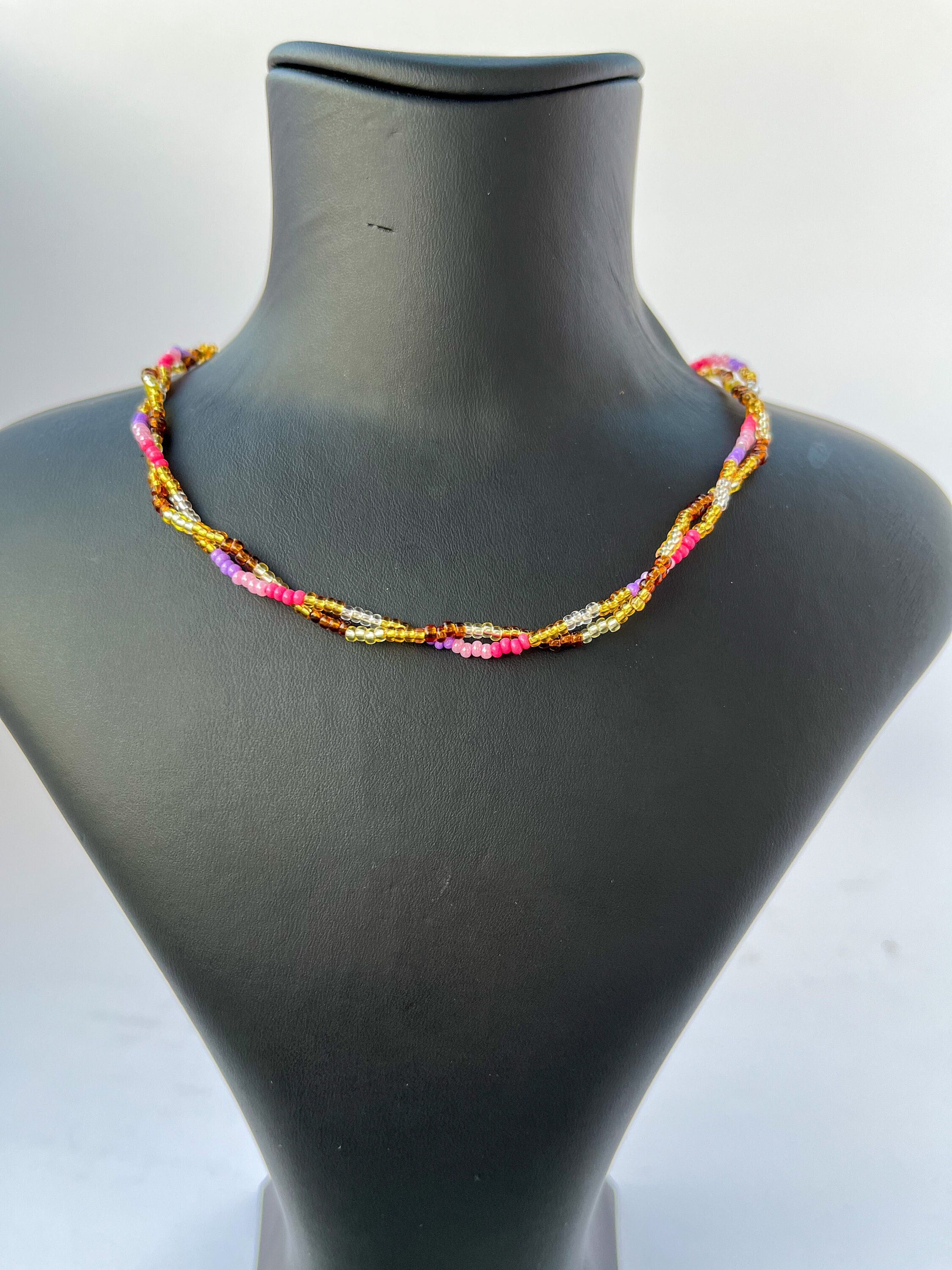 Tiny Bead Necklace for Woman Seed Bead Necklace Handmade Beaded Small ...