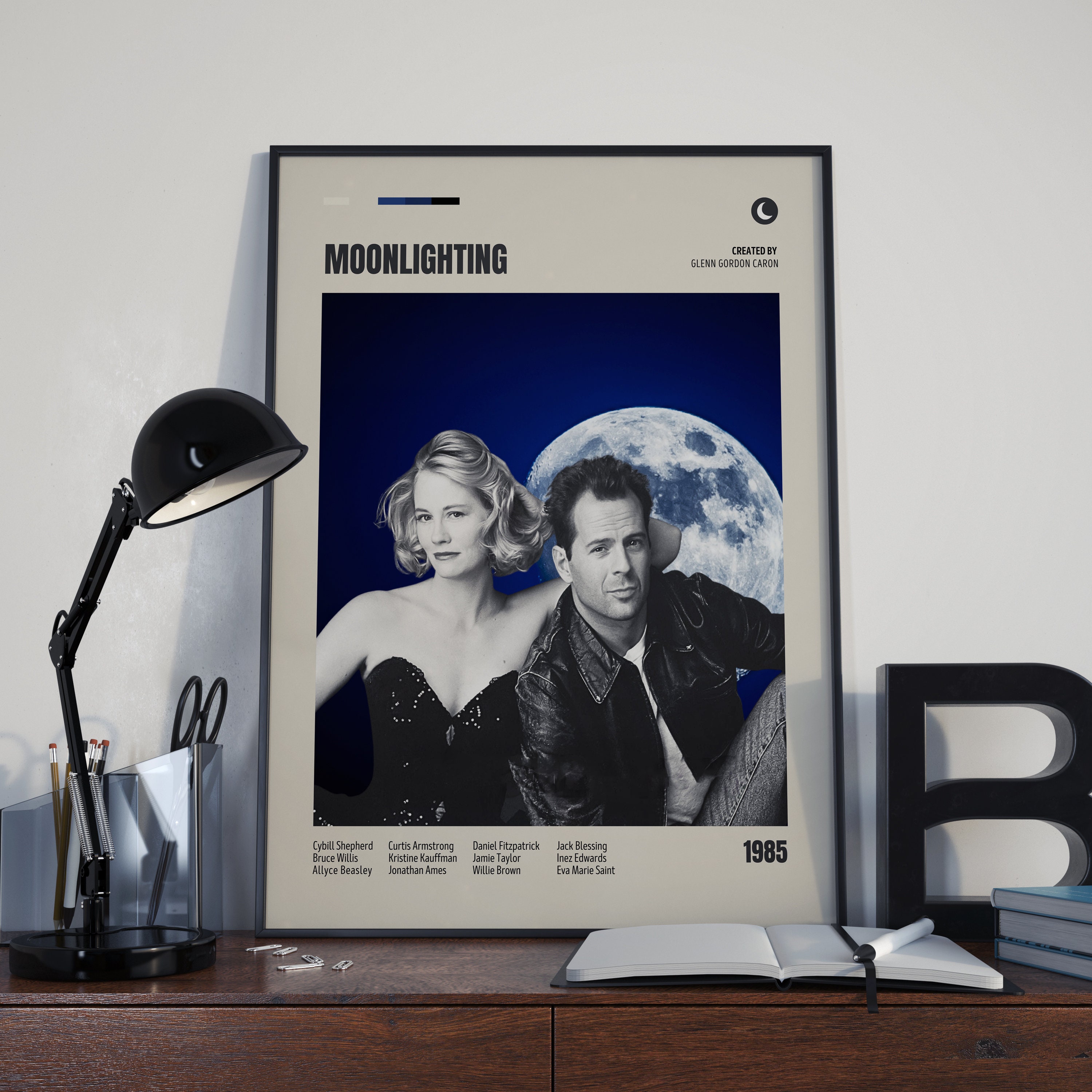 Moonlighting Poster, Glenn Gordon Caron, Minimalist Tv Series Poster ...