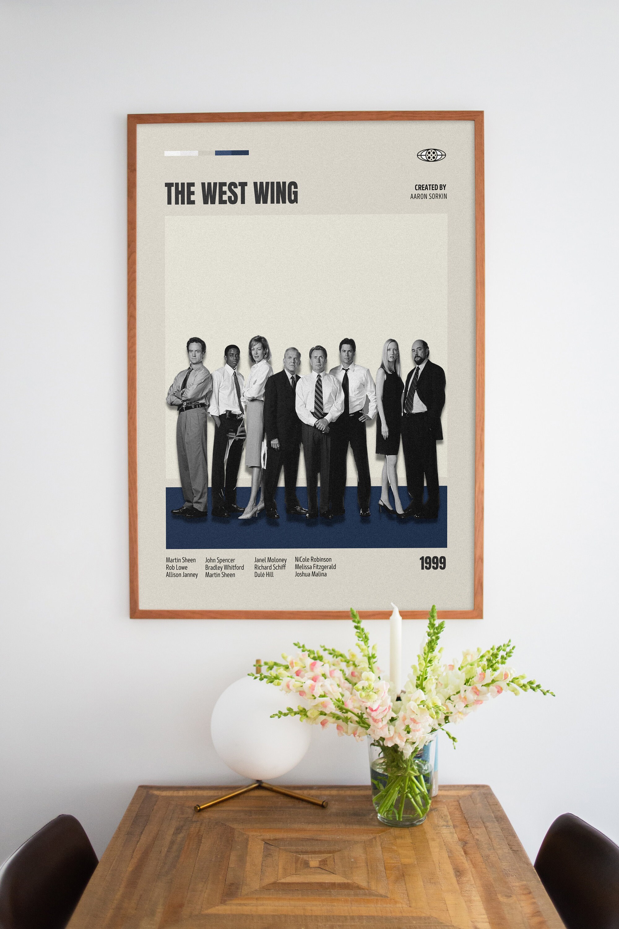 The West Wing Poster, Aaron Sorkin, Retro Tv Series Print, Modern ...