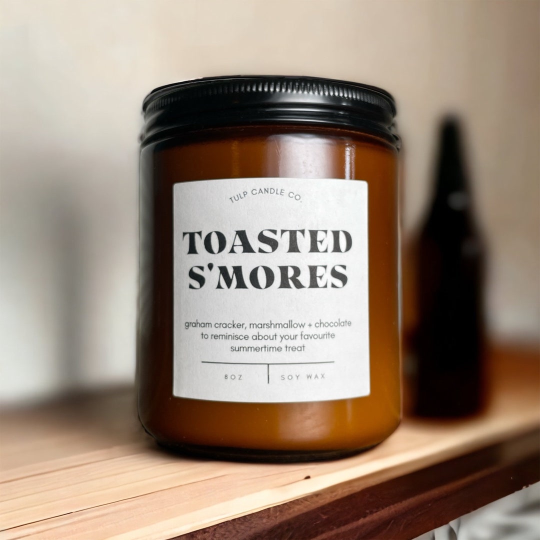 Toasted S'mores 8oz Soy Wax Candle Elegant Gift Home Decor Hand Poured ...