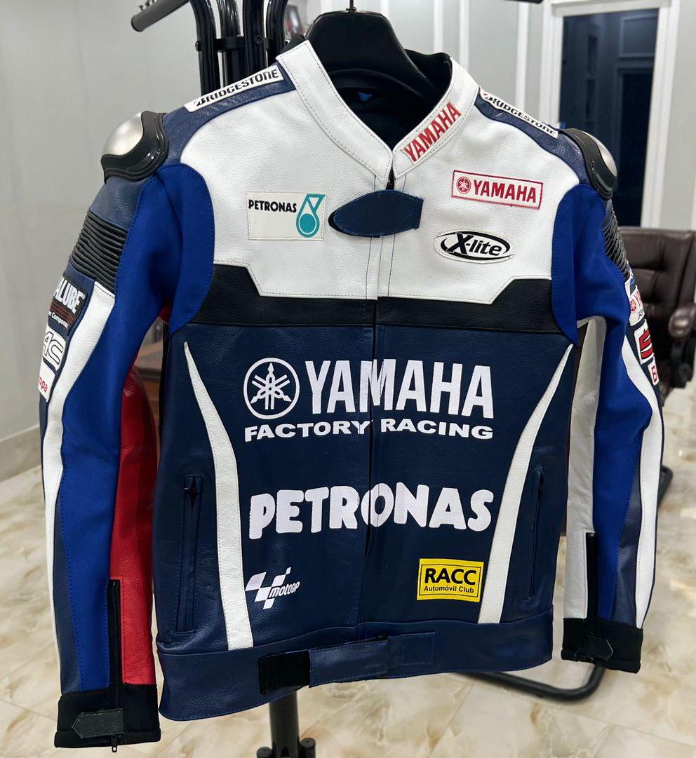 YAMAHA Men Motorbike Racing Leather Jacket Blue & White Available All ...